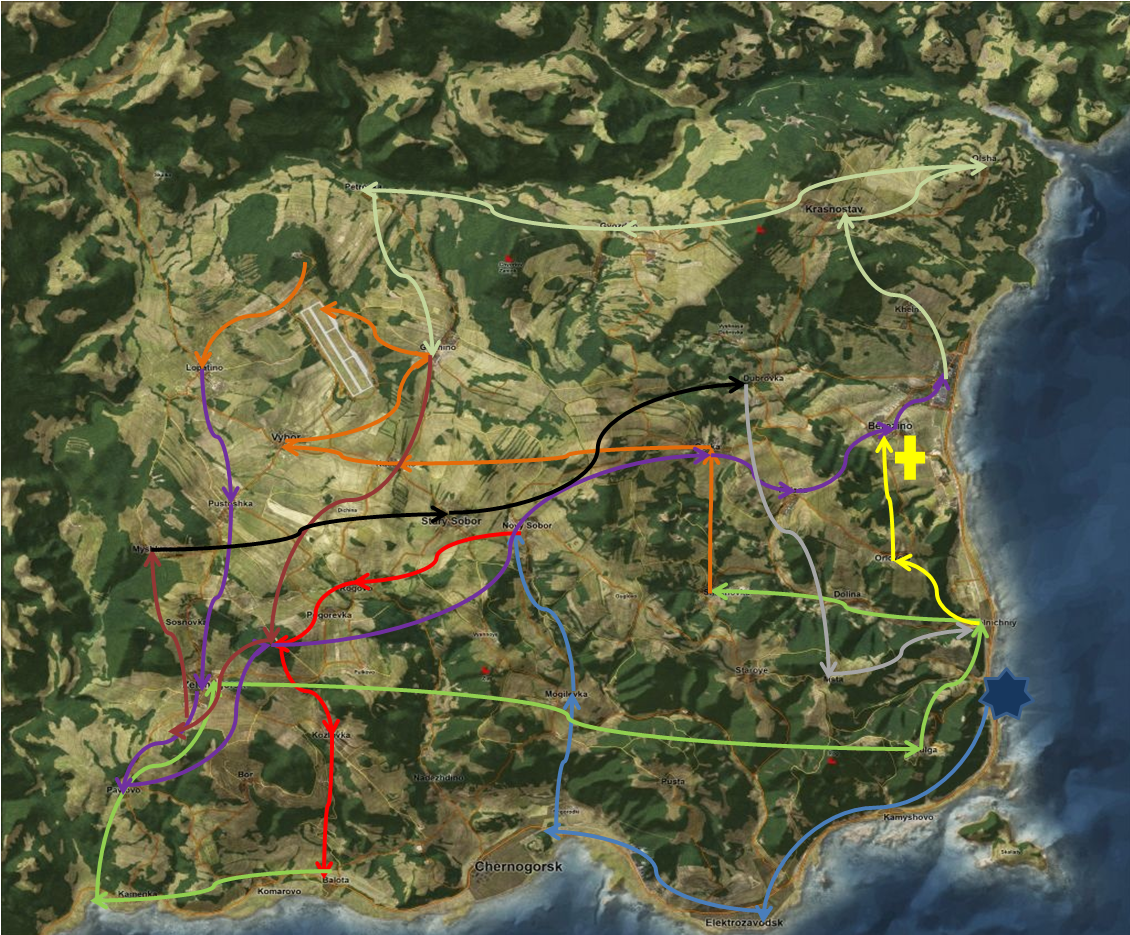 My first longer trip through Chernarus (with map) : r/dayz